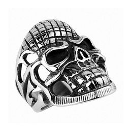 Taffstyle Fingerring Herren Ring Edelstahl Totenkopf Strinband Silber