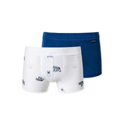 Schiesser Trunk ' Fine Rib ' Jungen Gr&ouml;&szlig;e 128 dunkelblau / wei&szlig;