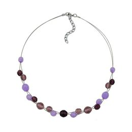 Gallay Perlenkette Drahtkette mit Glasperlen flieder lila hell und dunkel 43cm (1-tlg)
