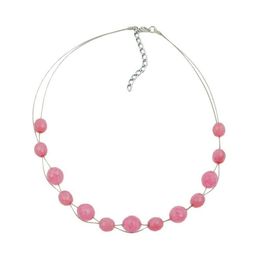 Gallay Perlenkette Drahtkette mit Glasperlen Facettenperle rosa 45cm (1-tlg)