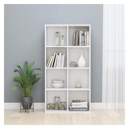 furnicato Bücherregal Bücherregal/Sideboard Hochglanz-Weiß 66×30×130 cm Holzwerkstoff