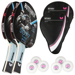 Butterfly Tischtennisschläger 2x Timo Boll SG77 + 2x Drive Case 1 + Bälle