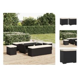 vidaXL Fußhocker Hocker mit Kissen 2 Stk Schwarz 40x30x40 cm Polyrattan