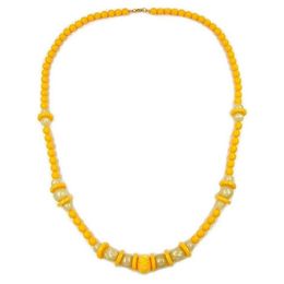 Gallay Perlenkette Kette Schmuckperle Kunststoff gelb gelb-seide (1-tlg)