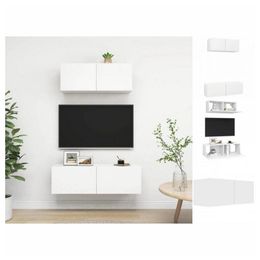 vidaXL Kleiderschrank 2-tlg TV-Schrank-Set Weiß Spanplatte