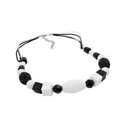 Gallay Perlenkette Kunststoffperlen Schneckenperlen und Kordel schwarz weiß Kordel 45cm (1-tlg)