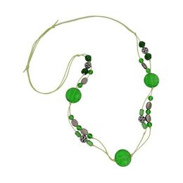 Gallay Perlenkette Kette Kroko-Perle grün-transparent (1-tlg)