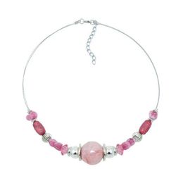 Gallay Perlenkette Drahtkette große Perle rosa altrosa silberfarben Kunststoffperlen 45cm (1-tlg)