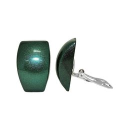 Gallay Paar Ohrclips Ohrring 27x17mm Trapez grün-metallic glänzend Kunststoff-Bouton (1-tlg)