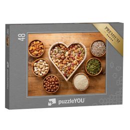 puzzleYOU Puzzle Herzförmige Schachtel mit Nussmischung