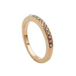 Gallay Fingerring 2,4mm schmaler Ring mit Glassteinen verziert vergoldet Ringgröße 50 (1-tlg)