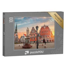 puzzleYOU Puzzle Alte Häuser entlang einer Straße in Riga