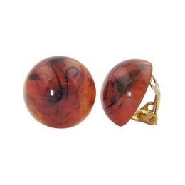 Gallay Paar Ohrclips Ohrring 18mm braun-marmoriert glänzend Kunststoff-Bouton (1-tlg)