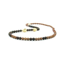 Gallay Perlenkette Perlenkette Kunststoff Holzperle braun-schildpatt-horn 90cm (1-tlg)