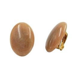 Gallay Paar Ohrclips Ohrring 25x18mm oval braun-marmoriert glänzend Kunststoff-Bouton (1-tlg)