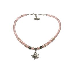 Alpenflüstern Alpenflüstern Collier Perlen-Trachtenkette Fiona mit Strass-Edelweiß klein (rosé-rosa)