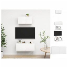 vidaXL Kleiderschrank 2-tlg TV-Schrank-Set Weiß Spanplatte