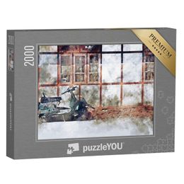 puzzleYOU Puzzle Alter Motorroller an einer Hauswand