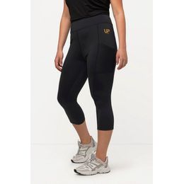 Ulla Popken Lederimitathose 3/4-Leggings wadenlang High Waist schnelltrocknend