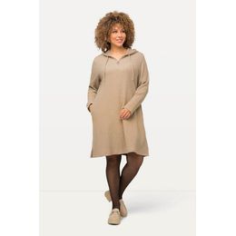 Ulla Popken Jerseykleid Sweat-Midikleid Waffelstruktur Glitter Kapuze