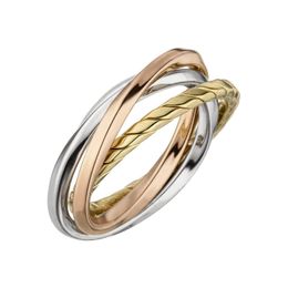 Schmuck Krone Silberring Ring Damenring 3 überkreuzte Ringe aus 925 Silber rhodiniert gelb-rot-vergoldet