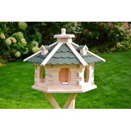 DSH DEKO SHOP HANNUSCH Vogelhaus Vogelpavillon Naturholz + farbiges Bitumdach • Größe 46 x 30cm