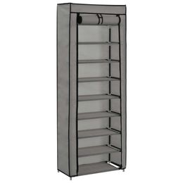 furnicato Schuhschrank mit Abdeckung Grau 57 x 29 x 162 cm Stoff