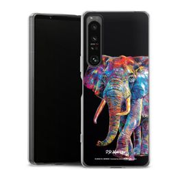 DeinDesign Handyhülle Elefant Tiere Design Elephant Art By P.D. Moreno, Sony Xperia 1 IV Silikon Hülle Bumper Case Handy Schutzhülle, weiß