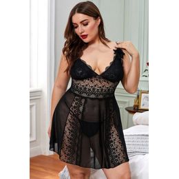 Organza Lingerie Negligé Plus Size mit toller Passform und Spitzendetails