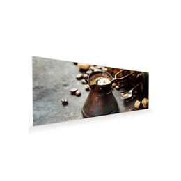 Primedeco Küchenrückwand Küchenrückwand Spritzschutz Glas mit Motiv Alte Kaffeekanne