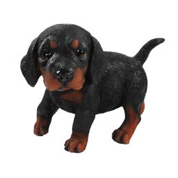 colourliving Tierfigur Hunde Figur Dackel Welpe stehend Dackel Figur Hundefigur, handbemalt, wetterfest, lebensecht wirkend, braun|schwarz
