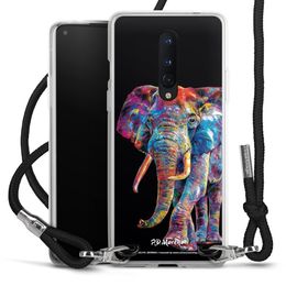 DeinDesign Handyhülle Elefant Tiere Design Elephant Art By P.D. Moreno, OnePlus 8 Handykette Hülle mit Band Case zum Umhängen Cover mit Kette, weiß