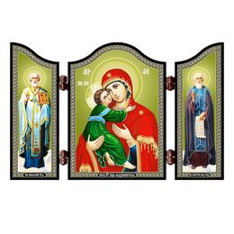 NKlaus Holzbild 1447 Gm Von Wladimir Christliche Ikone Triptychon, Triptychon