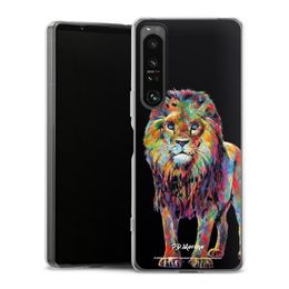 DeinDesign Handyhülle Löwe Tiere Design Lion Colorful Art By P.D. Moreno, Sony Xperia 1 IV Silikon Hülle Bumper Case Handy Schutzhülle, weiß