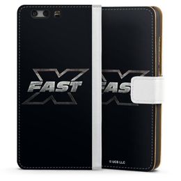 DeinDesign Handyhülle Logo Fast X Logo Metal, Huawei P10 Hülle Handy Flip Case Wallet Cover Handytasche Leder, weiß