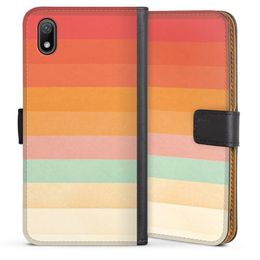DeinDesign Handyhülle Art Regenbogen bunt Rainbow Chevrons II, Huawei Y5 (2019) Hülle Handy Flip Case Wallet Cover Handytasche Leder, schwarz