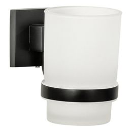 Fackelmann Glas mit Halter 'New York' schwarz-weiß
