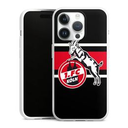 DeinDesign Handyhülle 1. FC Köln Offizielles Lizenzprodukt Colour Stripes 1.FC, Apple iPhone 15 Pro Silikon Hülle Bumper Case Handy Schutzhülle, weiß