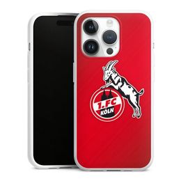 DeinDesign Handyhülle 1. FC Köln Offizielles Lizenzprodukt EffZeh 1. FC Köln rot, Apple iPhone 15 Pro Silikon Hülle Bumper Case Handy Schutzhülle
