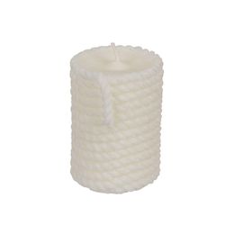 ReWu Formkerze Stumpenkerze, Kordel, ca. 6 x 8 cm, 2-farbig sortiert,Weiß, Weiß Kordel, Weiß