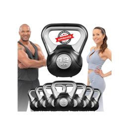 miweba Sports Kettlebell KB200, Kunststoff-Kugelhantel, 4-12 kg, Anti-Rutsch-Griff, Hartgummifüße (12 kg)