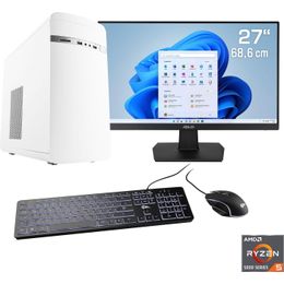 CSL Sprint V28518 Gaming-PC-Komplettsystem (27", AMD Ryzen 5 5600G, AMD Radeon Graphics, 16 GB RAM, 1000 GB SSD), weiß