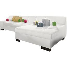 DOMO collection Ecksofa Norma Top L-Form, wahlweise mit Bettfunktion, weiß