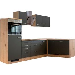 Flex-Well Winkelküche Morena, wahlweise mit E-Geräten, Gesamtbreite 280x170 cm, grau