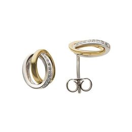 Firetti Paar Ohrstecker Schmuck Geschenk Gold 333 Ohrschmuck verschlungene Ringe, mit Brillant - Krappenfassung, gelb|goldfarben|weiß