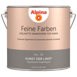 Alpina Wand- und Deckenfarbe Feine Farben No. 34 Kunst der Linie, Expressives Graphitgrau, edelmatt, 2,5 Liter, grau
