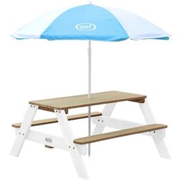AXI Garten-Kindersitzgruppe Nick, Picknicktisch mit Sonnenschirm, blau|braun|weiß
