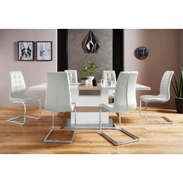 Inosign Essgruppe Perez/Lola, (Set, 5-tlg), mit 4 Stühlen, Tisch ausziehbar, Breite 160-200 cm, grau|weiß