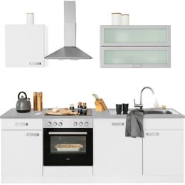 Wiho-Küchen wiho Küchen Küchenzeile Husum, ohne E-Geräte, Breite 220 cm, grau|weiß