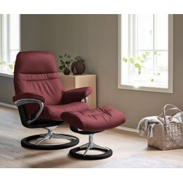 stressless® Relaxsessel Sunrise (Set, Relaxsessel mit Hocker), mit Signature Base, Größe S, Gestell Schwarz, rot